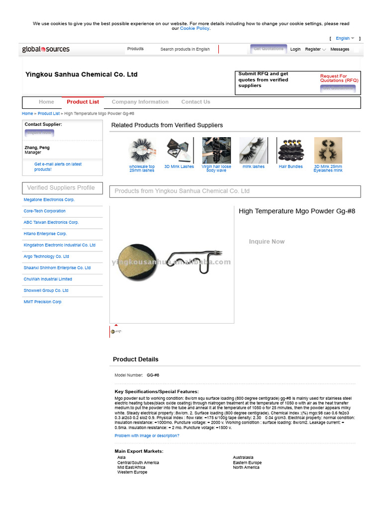 High Temperature Mgo Powder Gg-#8 - Global Sources | PDF | Inductor ...