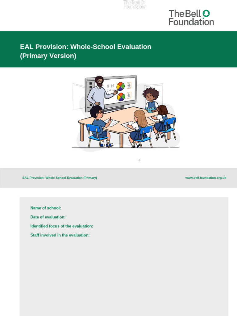 EAL Whole-School Evaluation Worksheet | PDF | English As A Second Or ...