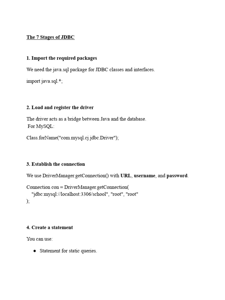The 7 Stages of JDBC | PDF