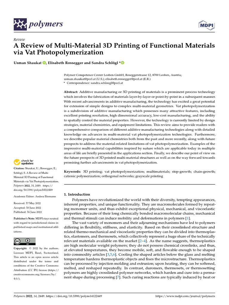 To Read - 3D - Printing - Polymers 2022, 14 (12), 2449 | PDF | Polymers ...