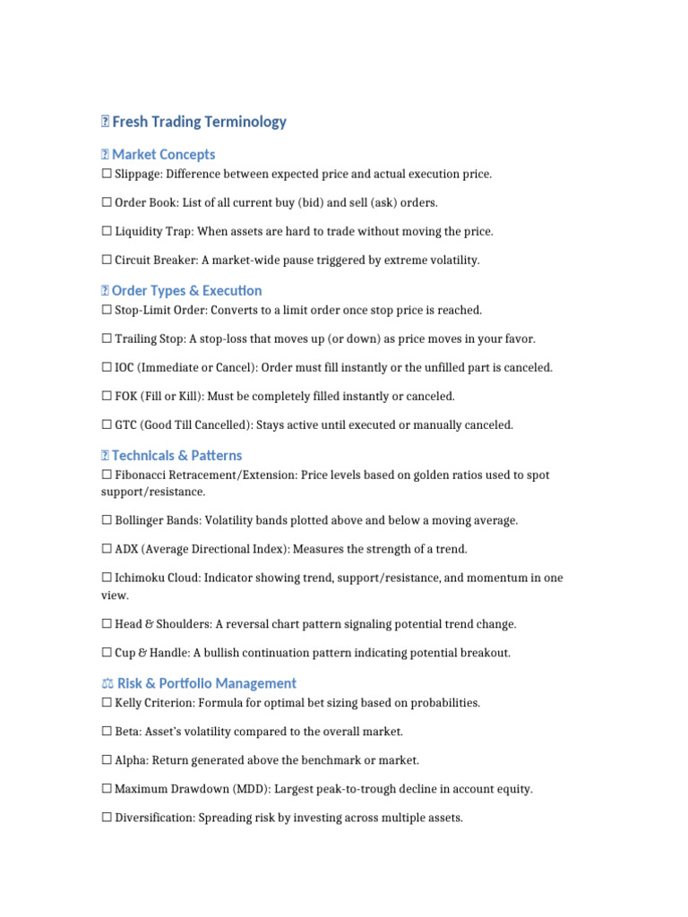 Essential Trading Terms Explained | PDF