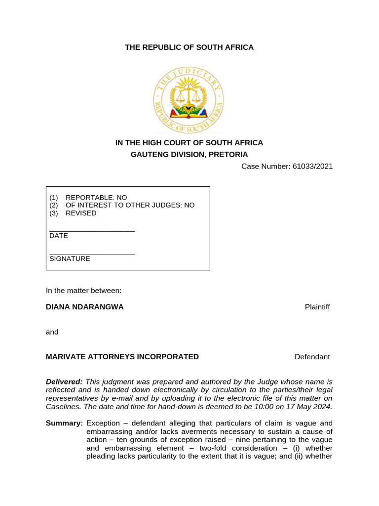 Ndarangwa D. V Marivate Attorneys Incorporated-61033.2021-Aj Louw | PDF ...