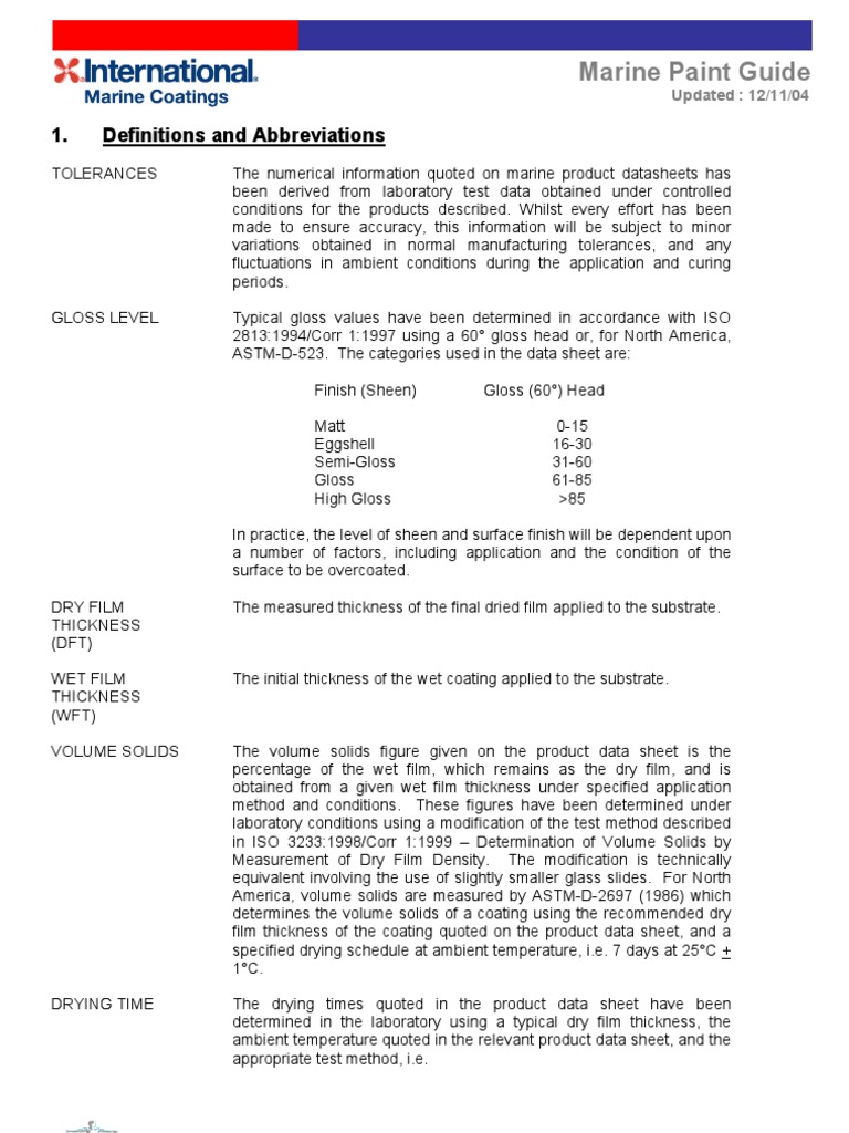 International Marine Paint Specifications - 1. Definitions and ...