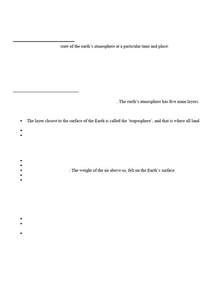 Class 7 Weather Understanding Notes | PDF | Weather | Atmosphere Of Earth