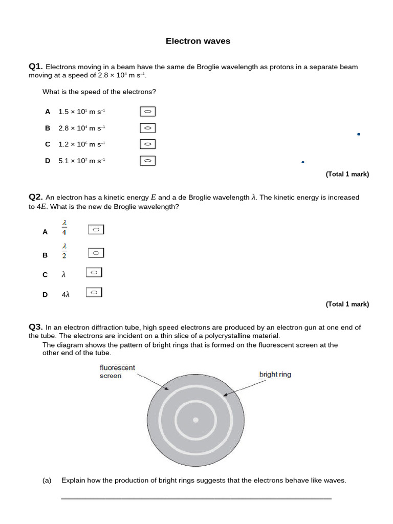 Electron Waves | PDF | Electron | Wavelength