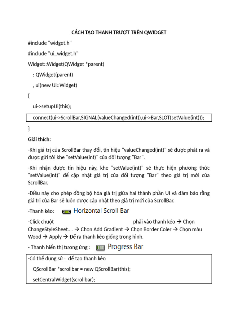 Cách T o Thanh Trư T Trên Qwidget | PDF