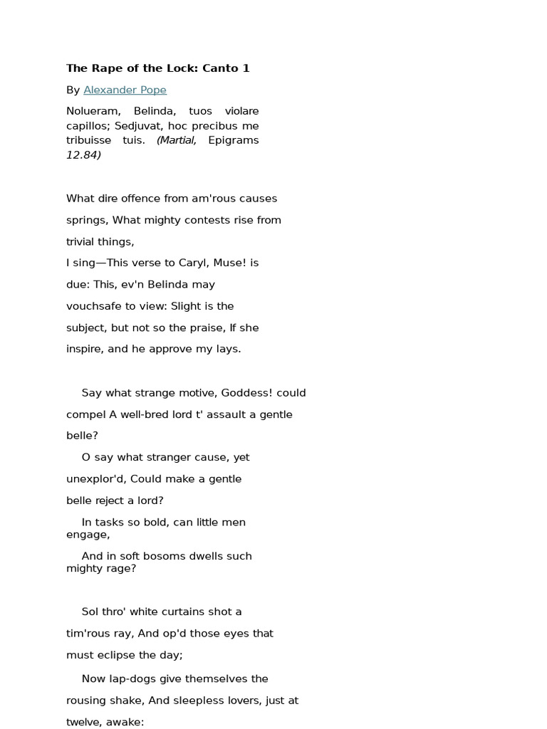 Canto 1 of The Rape of the Lock | PDF