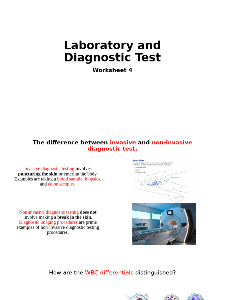 Invasive vs Non-Invasive Diagnostic Tests | PDF | White Blood Cell | Biopsy
