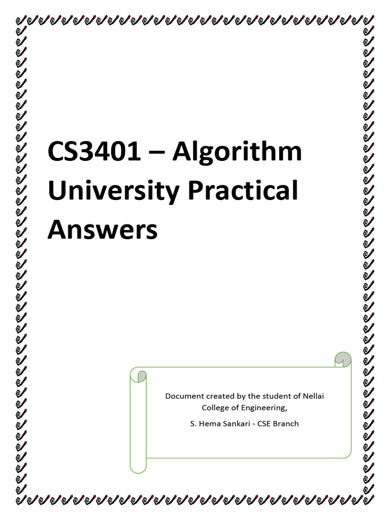 CS3401 Algorithm University Practical Answers | PDF | Computer Programming | Applied Mathematics