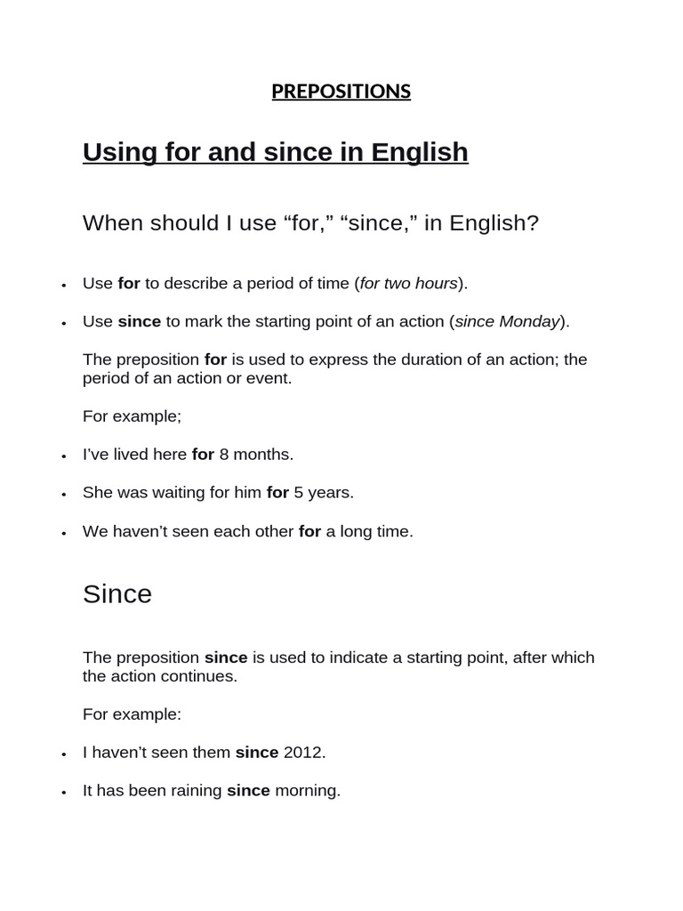 Using "For" and "Since" in English | PDF | Chess Theory | Chess