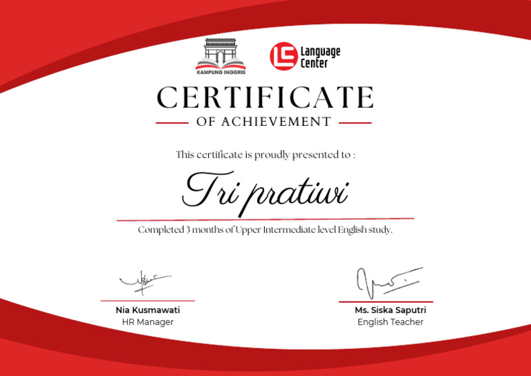 Tri Pratiwi - Certificate | PDF