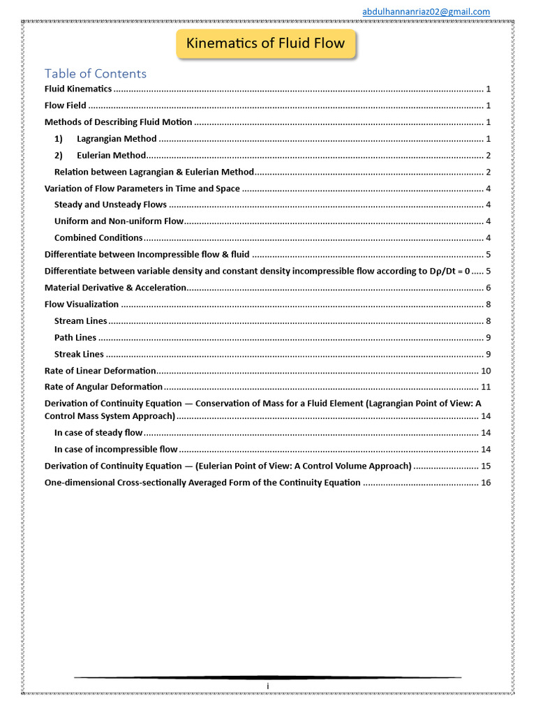 Kinematics of Fluid Flow | PDF | Continuum Mechanics | Fluid Dynamics
