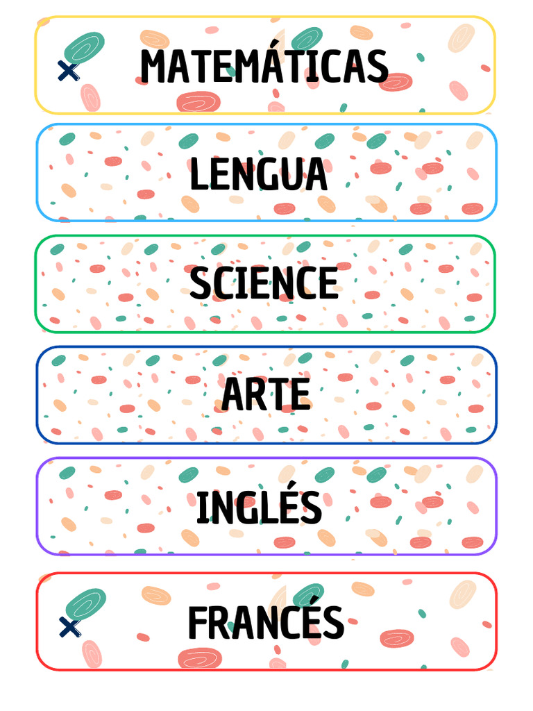 Etiquetas de Asignaturas para El Aula Ilustrativo Azul | PDF