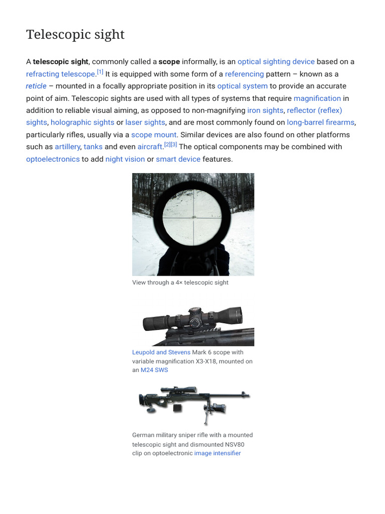 Telescopic Sight - Wikipedia | PDF | Telescopic Sight | Optics