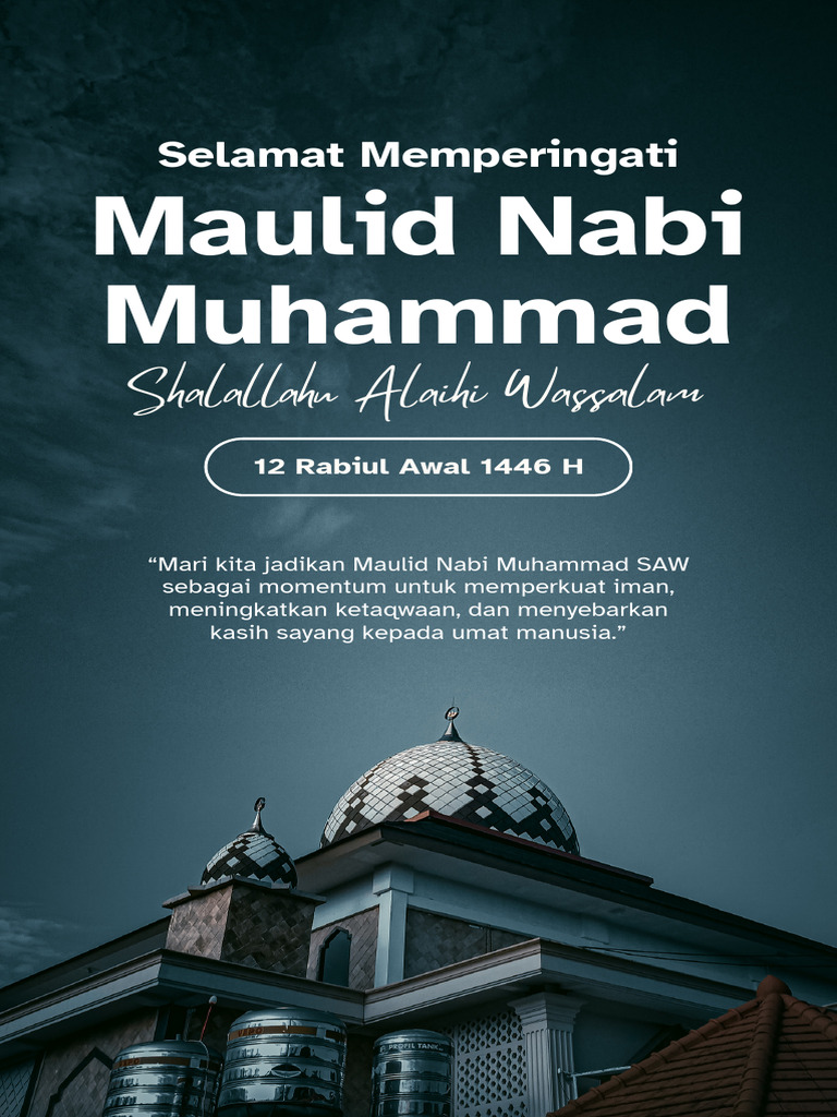 Biru Modern Islami Ucapan Maulid Nabi Muhammad SAW Cerita Instagram | PDF