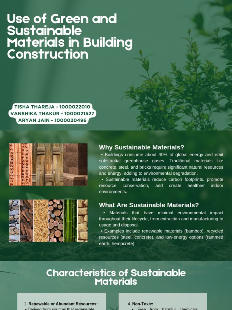 Green and Sustainable Building Materials | PDF | Building Insulation ...