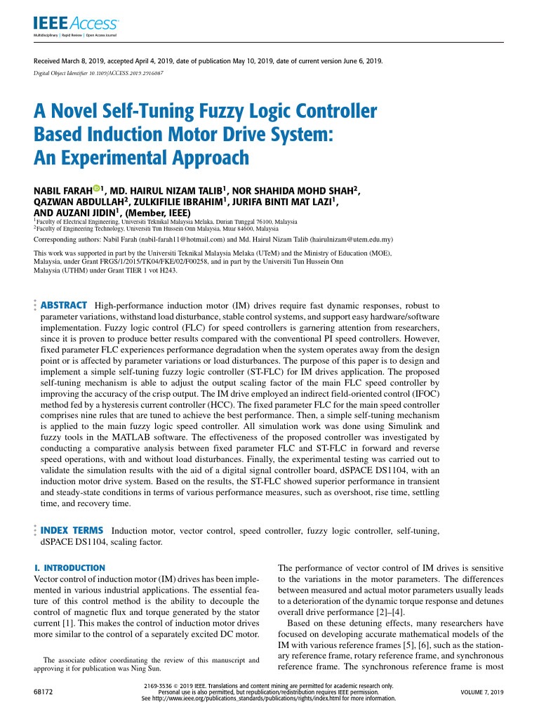 Fuzzy Logic Controller Induction MDS | PDF | Control Theory | Inductance