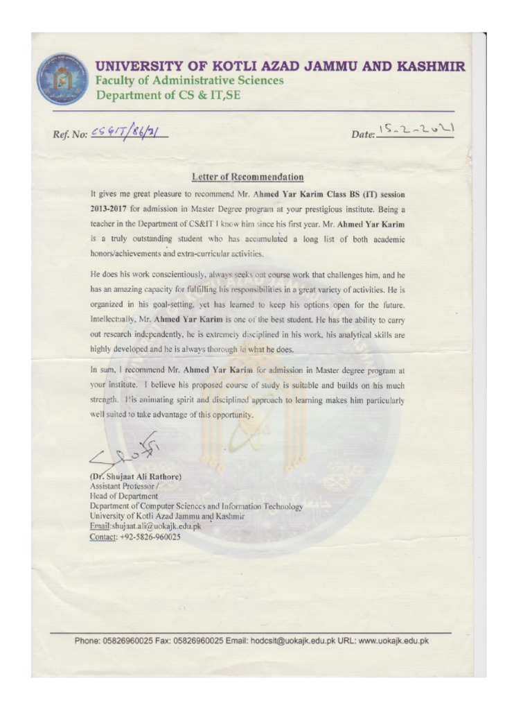 Refrence Letters | PDF