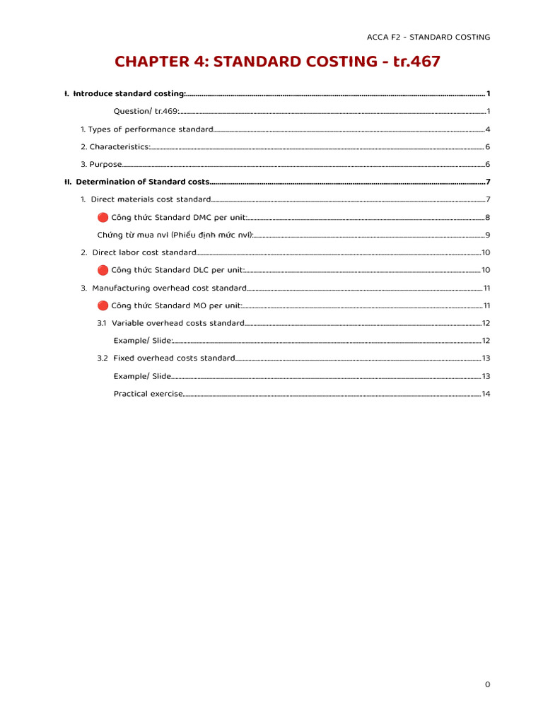 Acca f2 - Standard Costing | PDF