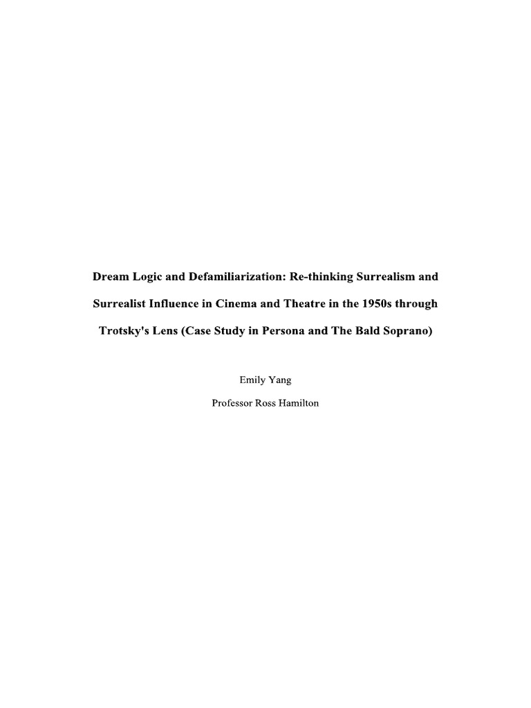 Dream Logic Defamiliarization Yang | PDF