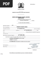 Editable Kenya Primary School Leaving Certificate | PDF