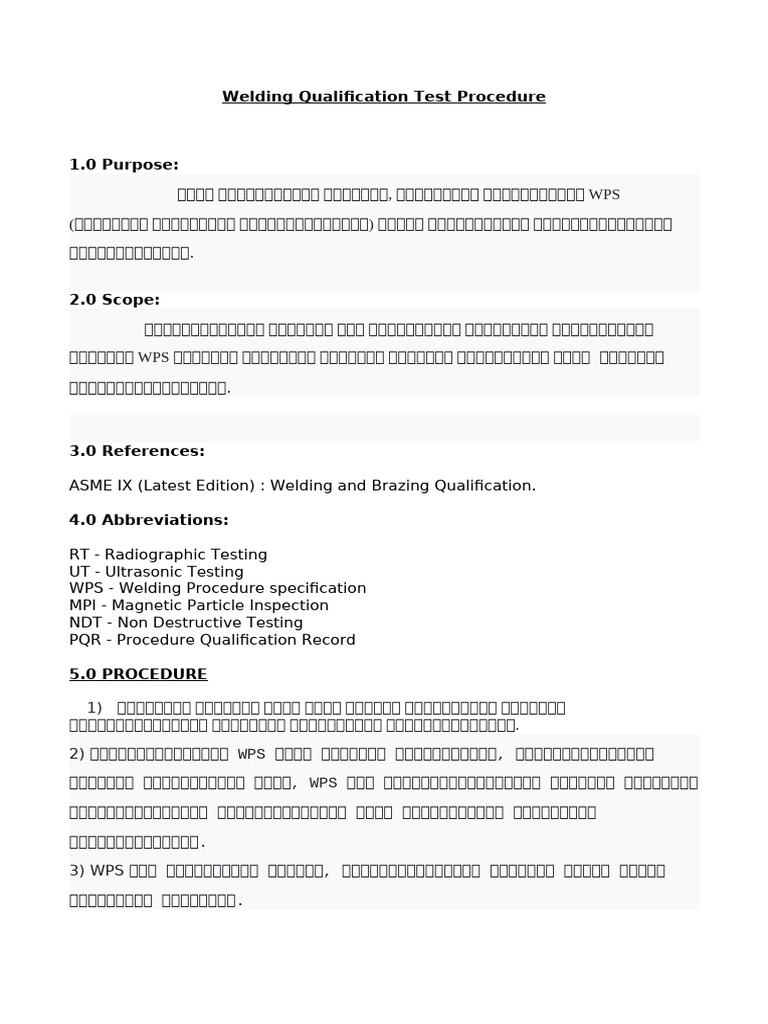 Welding Qualification Test Procedure TAMIL | PDF