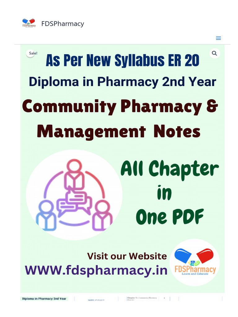 Fdspharmacy - Inproductcommunity Pharmacy and Management Notes | PDF