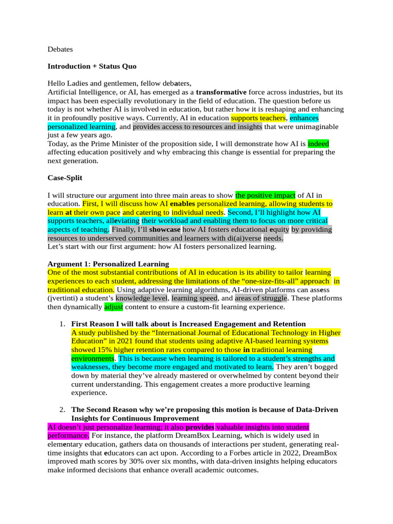 Debates | PDF | Artificial Intelligence | Intelligence (AI) & Semantics