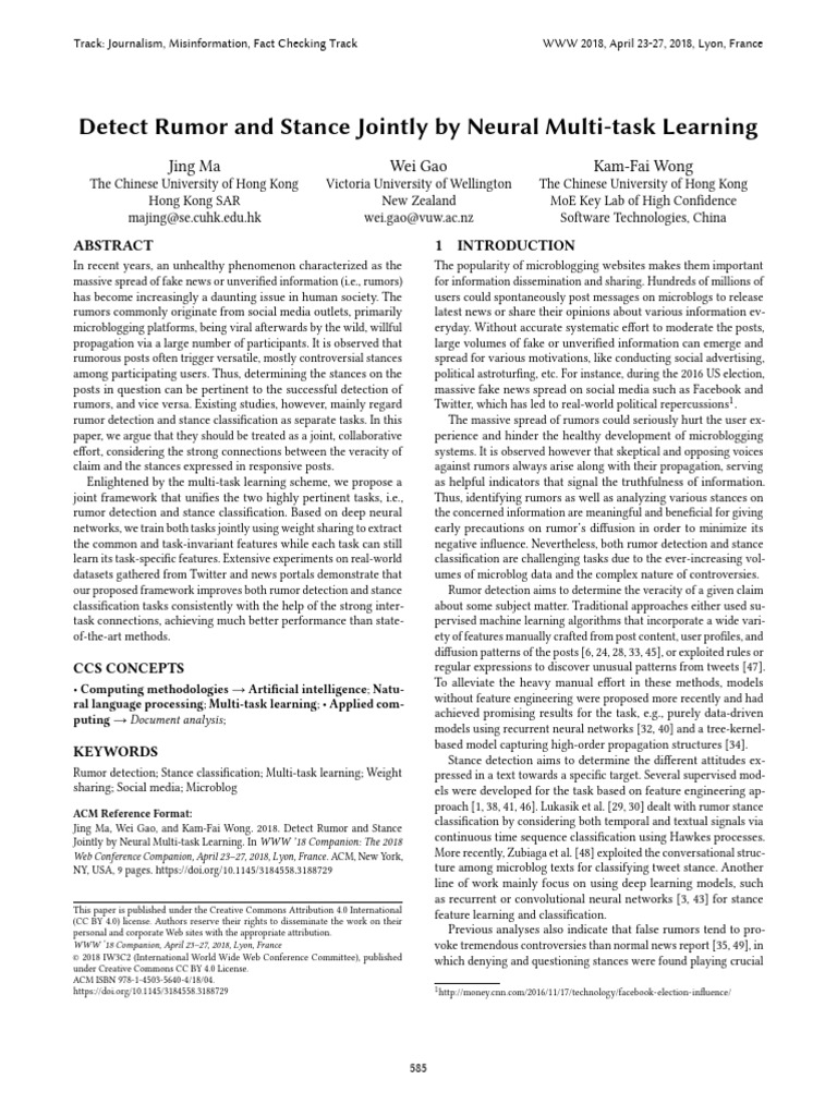 Joint Rumor Detection and Stance Analysis | PDF | Statistical ...