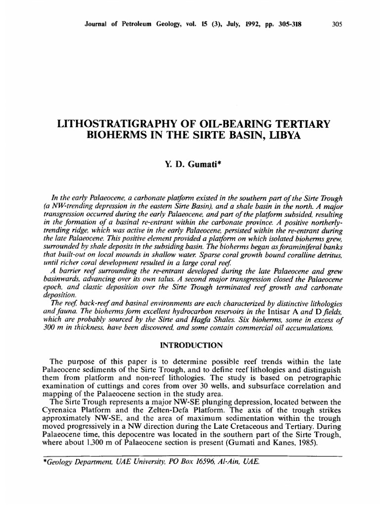Lithostratigraphy of Tertiary Bioherms in Libya | PDF | Reef | Limestone