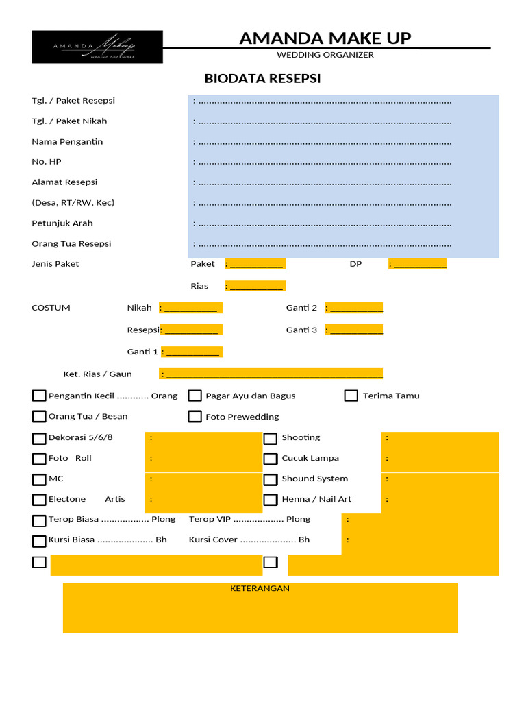 Amanda Make Up Biodata Resepsi | PDF