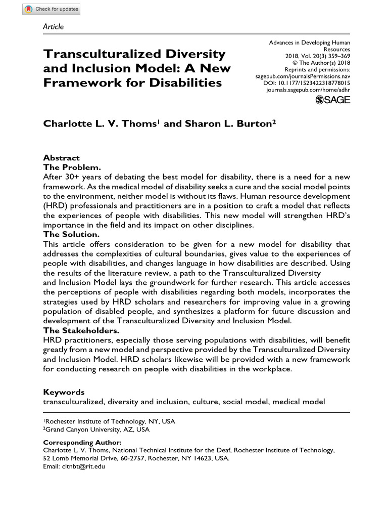 New Framework for Disability Inclusion | PDF | Disability | Identity ...