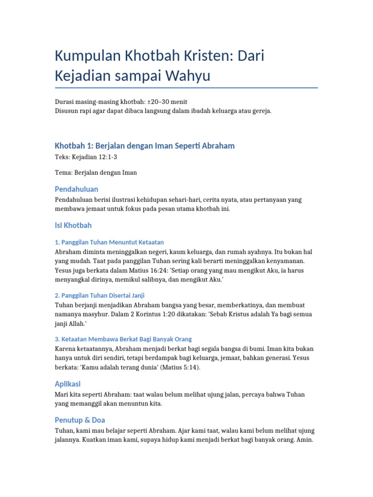 Kumpulan Khotbah Kristen Inspiratif | PDF
