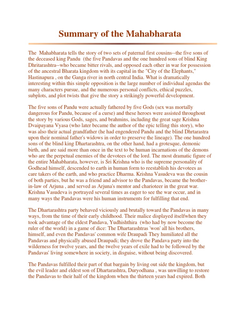 Mahabharata Summary | Krishna | Mahabharata