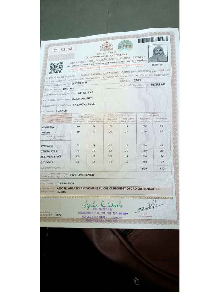 12th Marks Card | PDF