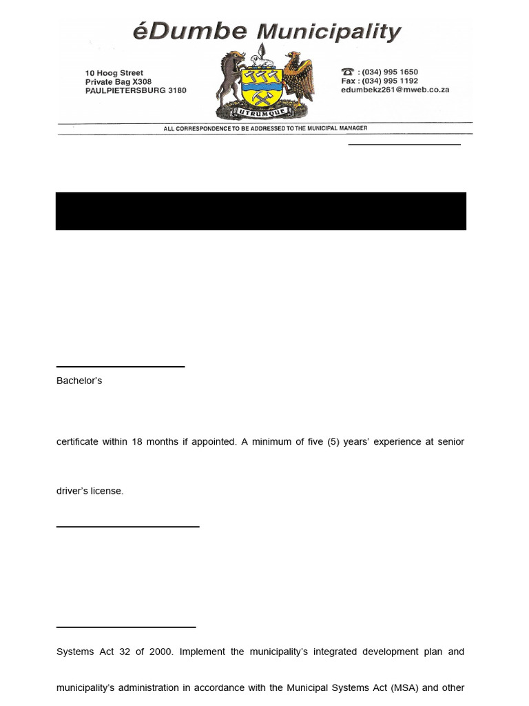 Municipal Manager Job Opening at éDumbe | PDF | Academic Degree | Business