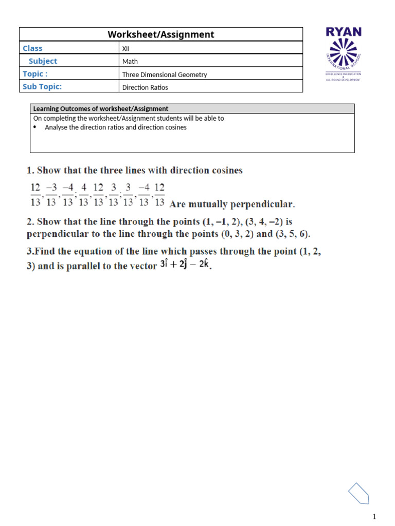 Worksheet/Assignment: Class Subject Topic: Sub Topic | PDF