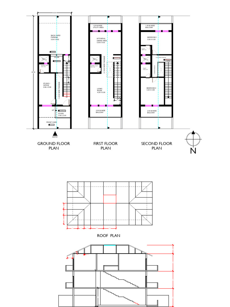 302-Alds-Plans Layout & Section of Row House | PDF | Buildings And ...