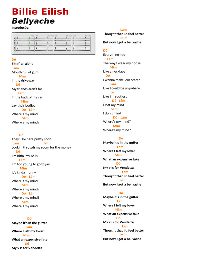 Billie Eilish - Bellyache | PDF | Songs Written | Song Recordings Produced