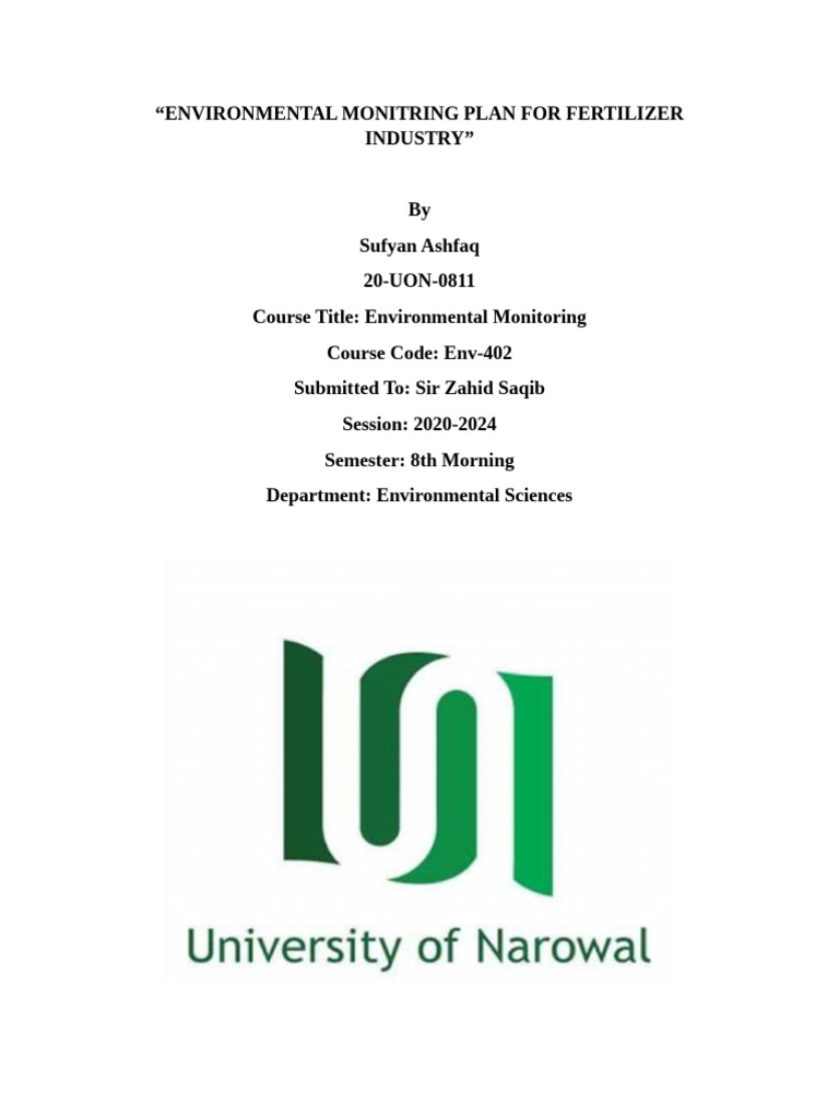 Environmental Monitoring Plan: Fertilizer Industry | PDF ...