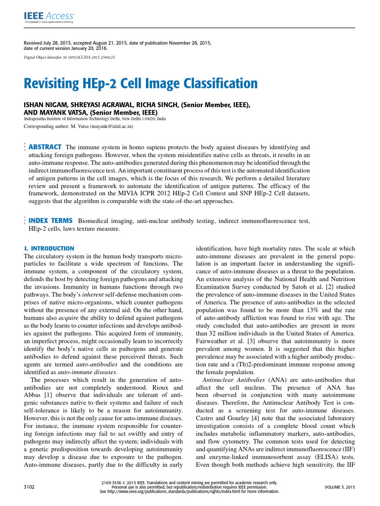 HEp-2 Cell Image Classification Framework | PDF | Support Vector ...