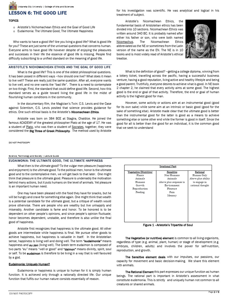 STS Lesson 6 Mid Good Life | PDF | Virtue | Happiness