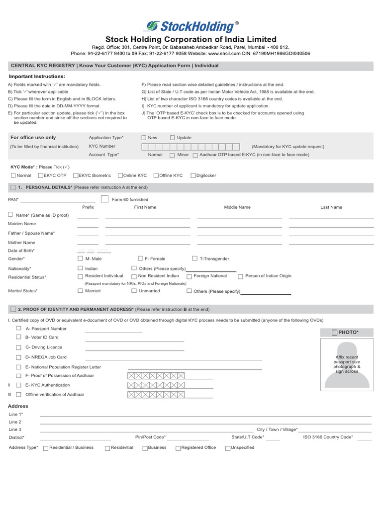 NSDL CKYC Form For Individuals 04032025 | PDF | Identity Document