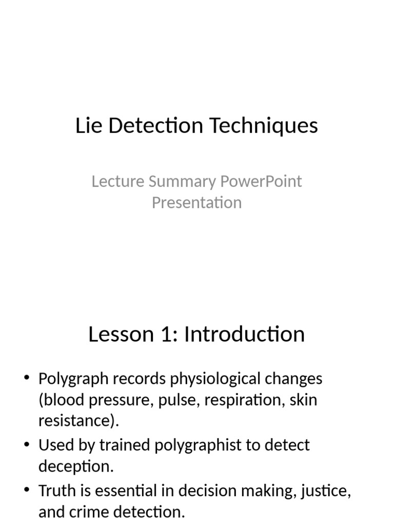 Overview of Lie Detection Techniques | PDF