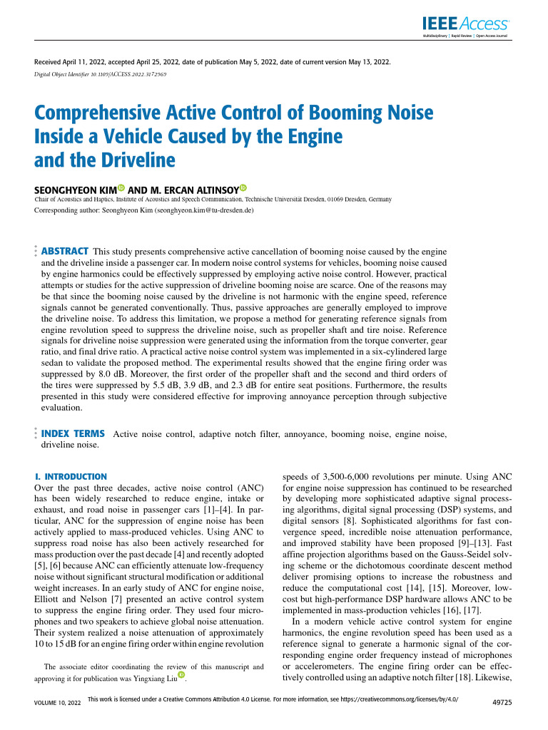 Active Control of Vehicle Booming Noise | PDF | Sine Wave | Mechanics