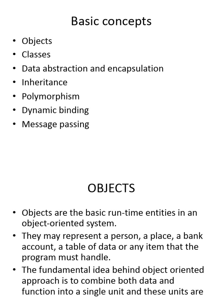 Basic Concepts of OOP Only | PDF | Object Oriented Programming | Class ...
