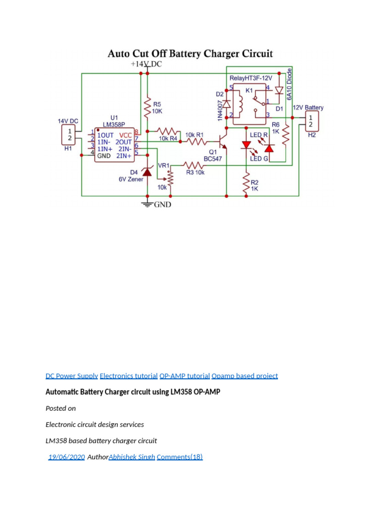 Auto Cut Off Battery Charger | PDF | Operational Amplifier | Rectifier
