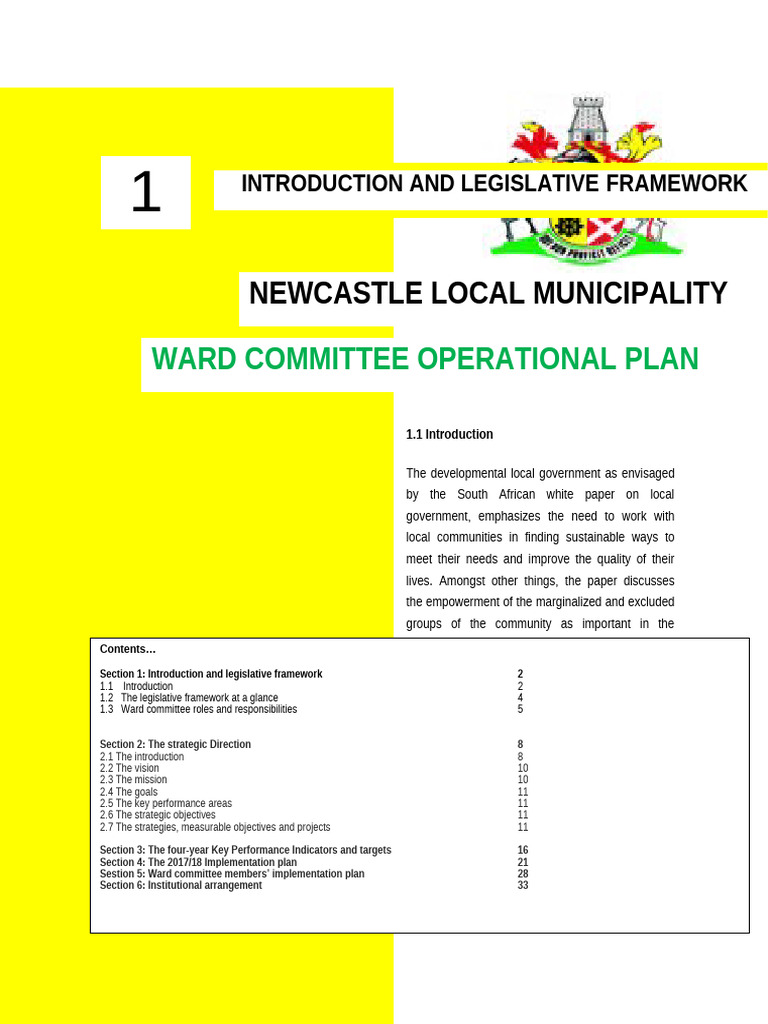 Ward Committee Operational Plan | PDF | Governance | Community