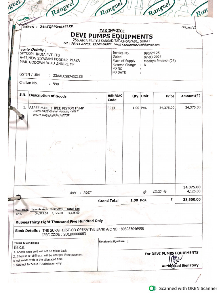 Invoice Devi Pumps | PDF