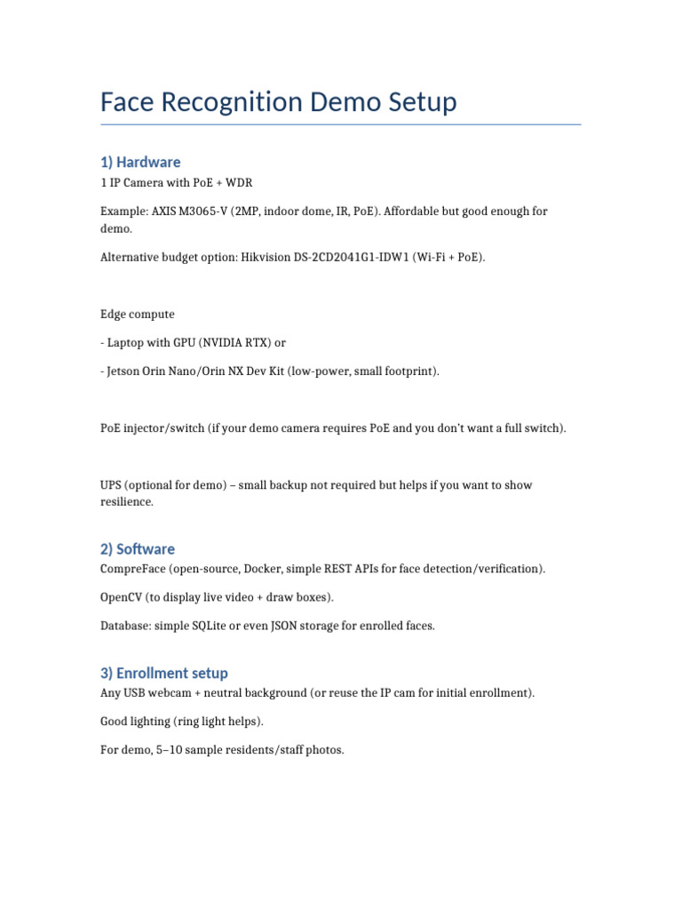 Face Recognition Demo Setup | PDF